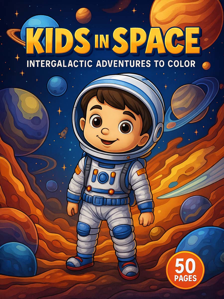 Kids in Space – 50 Intergalactic Adventures to Color | Kids Activity Lab